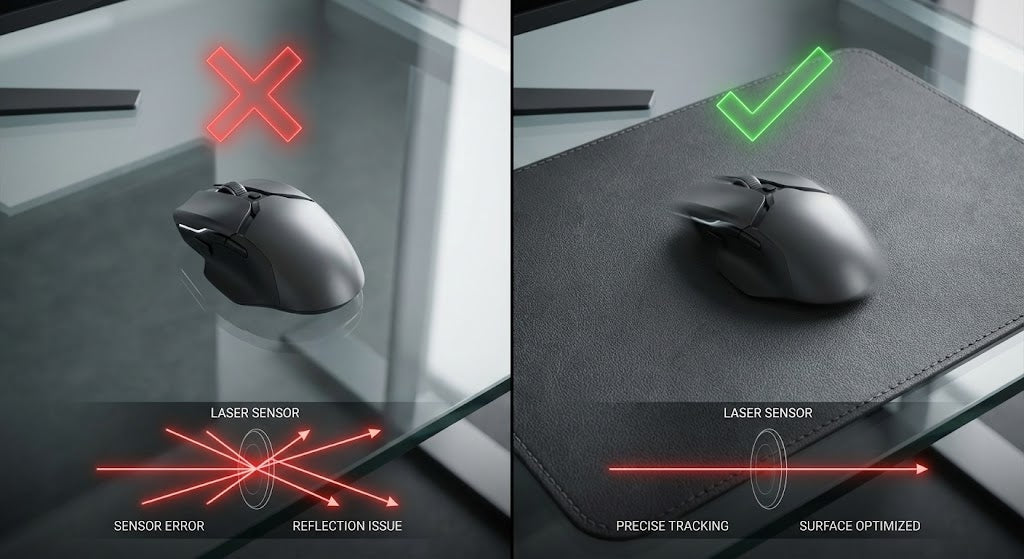 Why Optical Mice Fail on Glass & The Simple Fix – Padloom