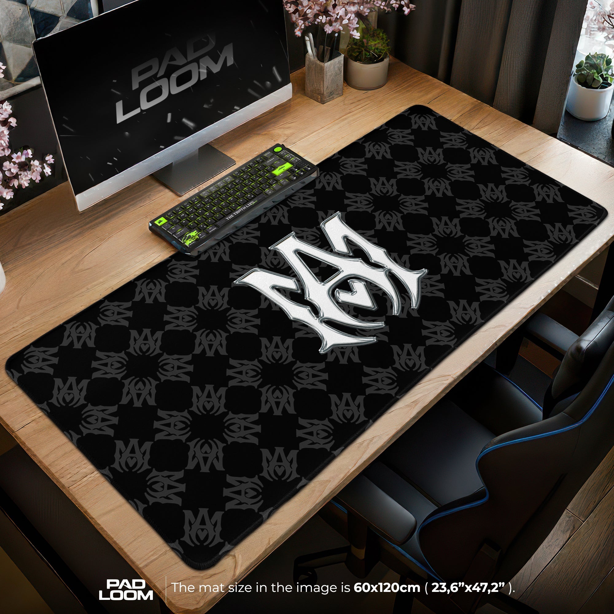 Amiri Mouse Pad - Silver Emblem Gaming Desk Mat – Padloom