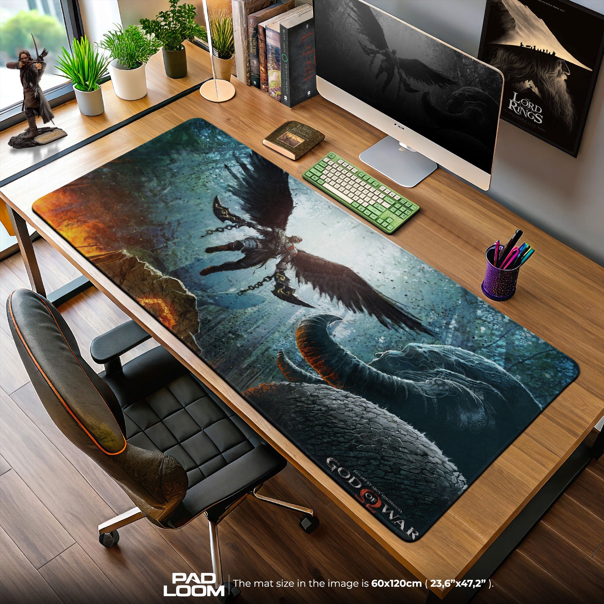 God of War Ascension Wings Mouse Pad, Game Gaming Desk Mat – Padloom