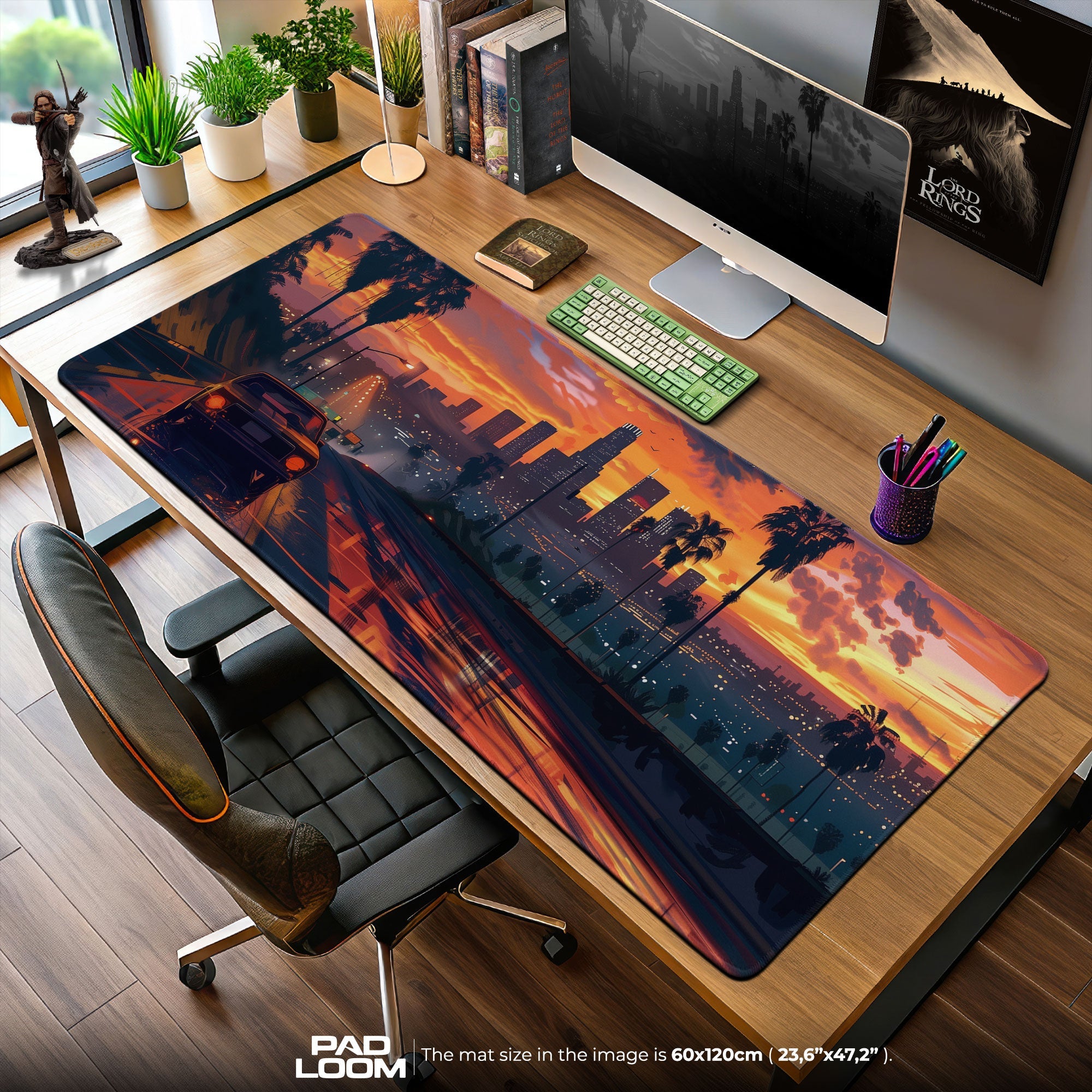 GTA V Cityscape Sunset Mouse Pad, Game Gaming Desk Mat – Padloom