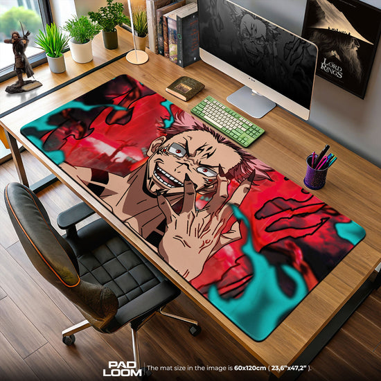 Jujutsu Kaisen Sukuna Mouse Pad – Wicked Grin Gamer Desk Mat – Padloom