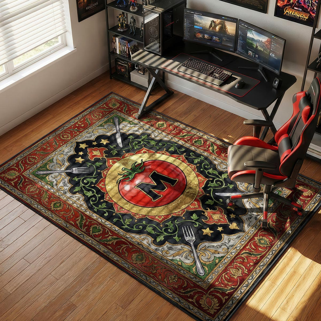 Maxim Tomato Royal Feast Rug - Kirby Chair Mat | Padloom