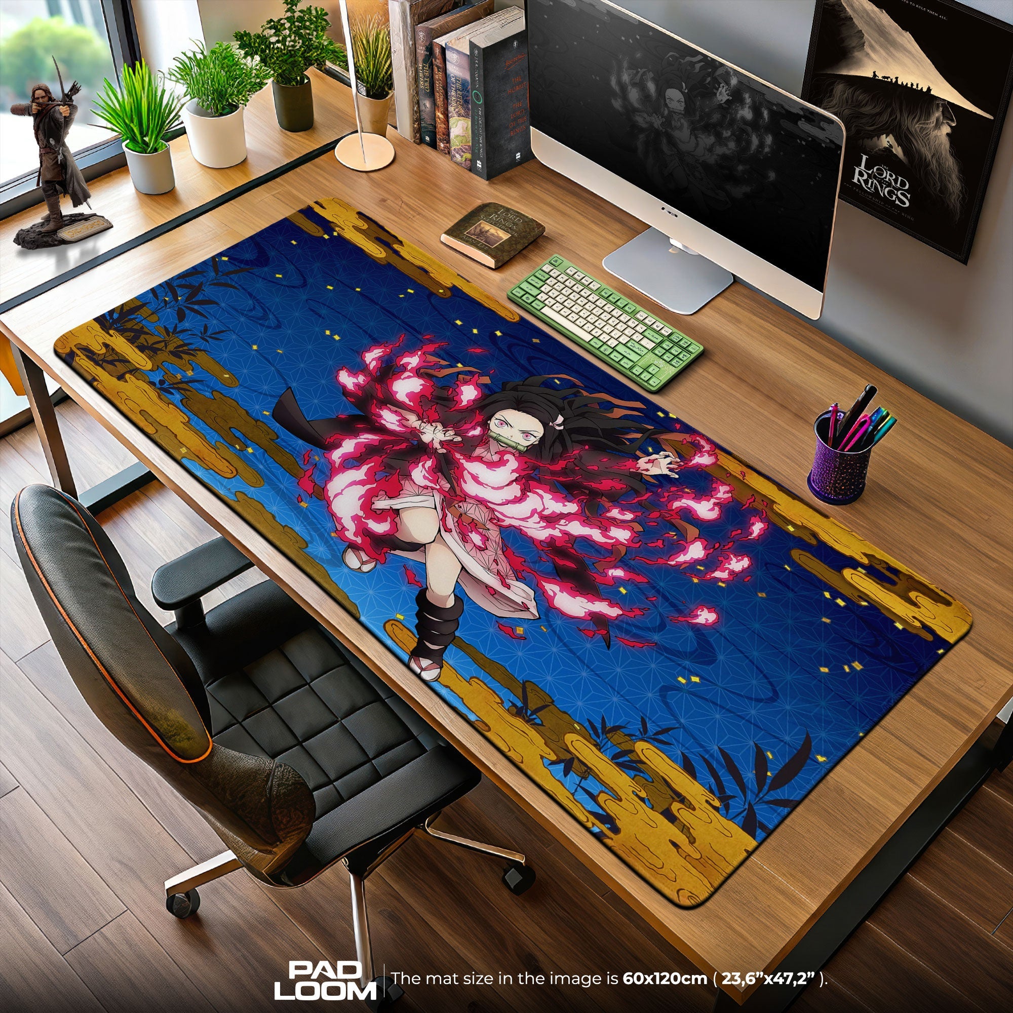 Nezuko Flame Aura Mouse Pad, Demon Slayer Gaming Desk Mat – Padloom