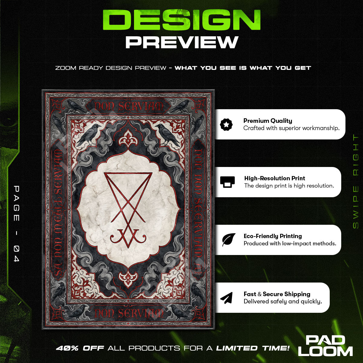 Non Serviam Sigil Rug | Occult Gothic Rug – Padloom