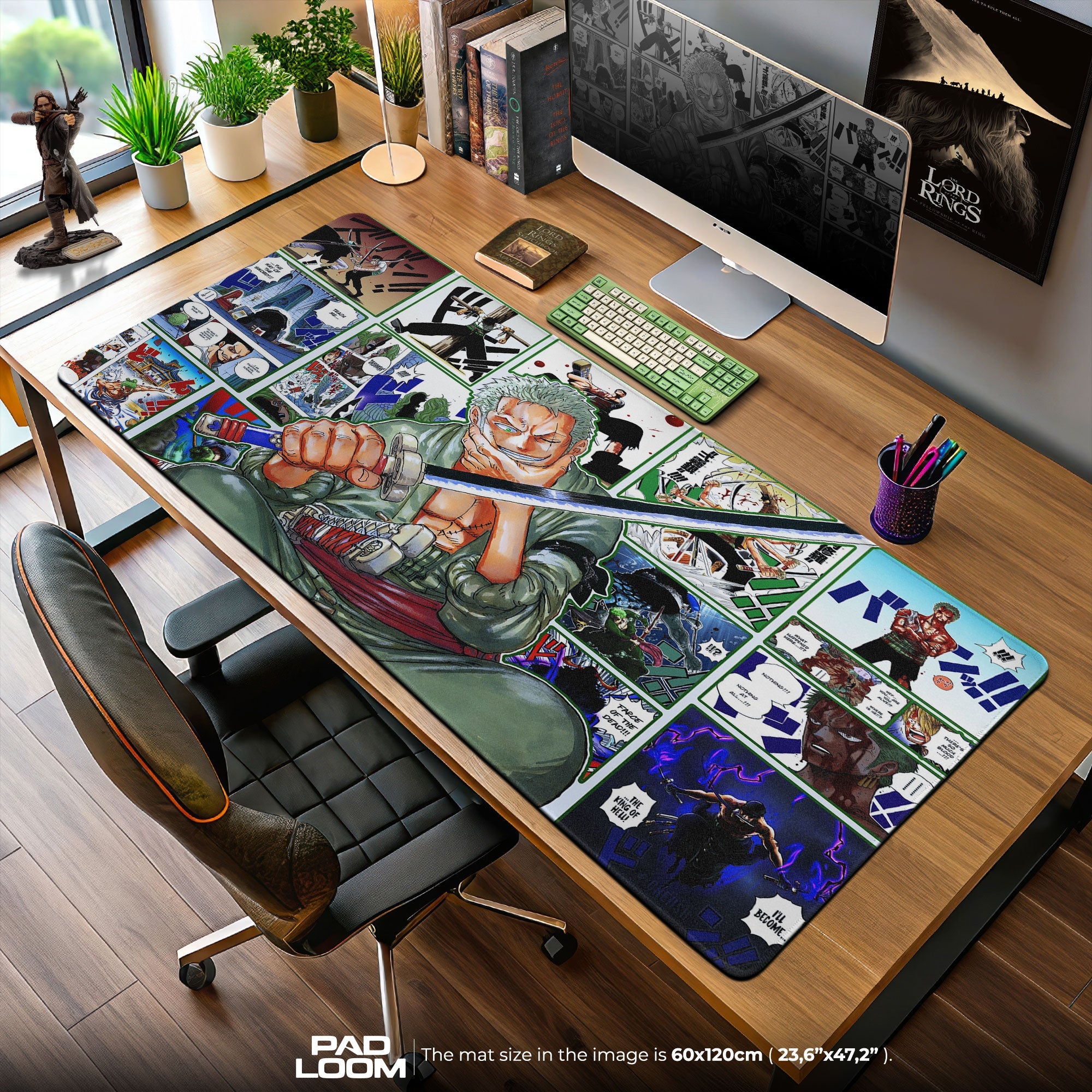 One Piece Zoro Sword Clash Mouse Pad, Anime Manga Desk Mat – Padloom