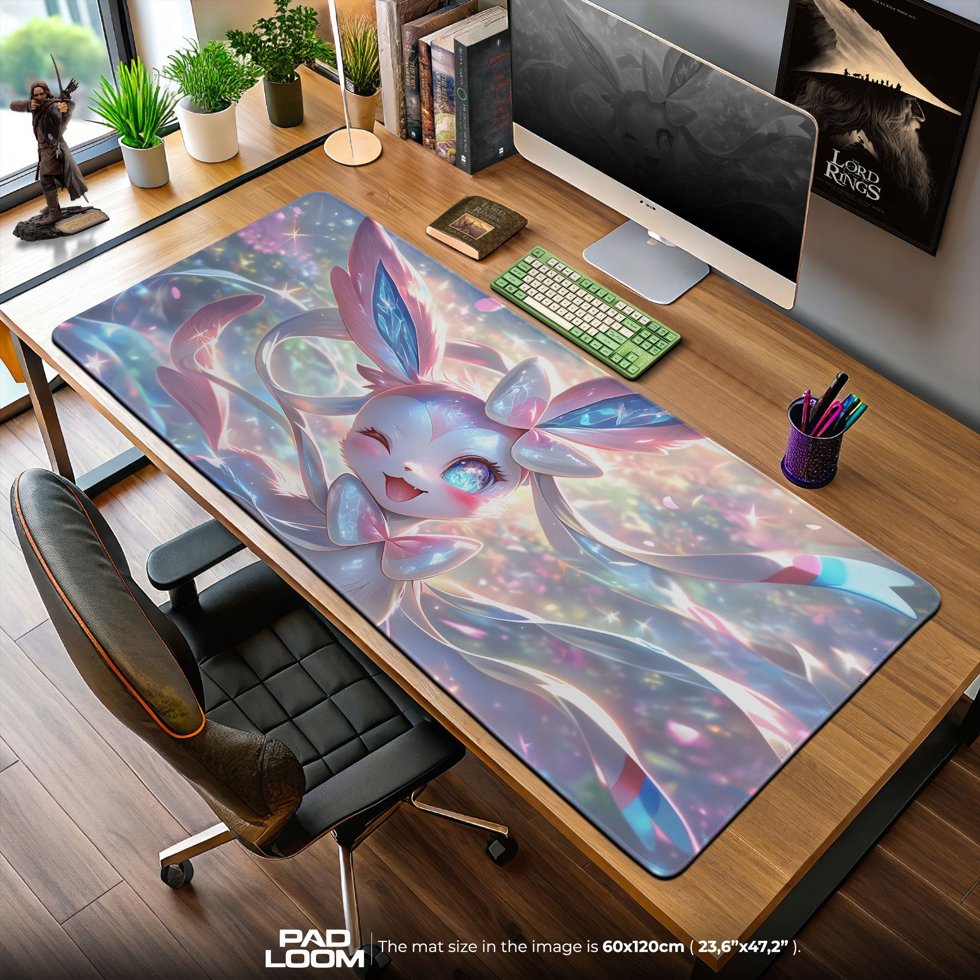Pastel Sylveon Mouse Pad, Fairy Pokémon Gaming Desk Mat – Padloom