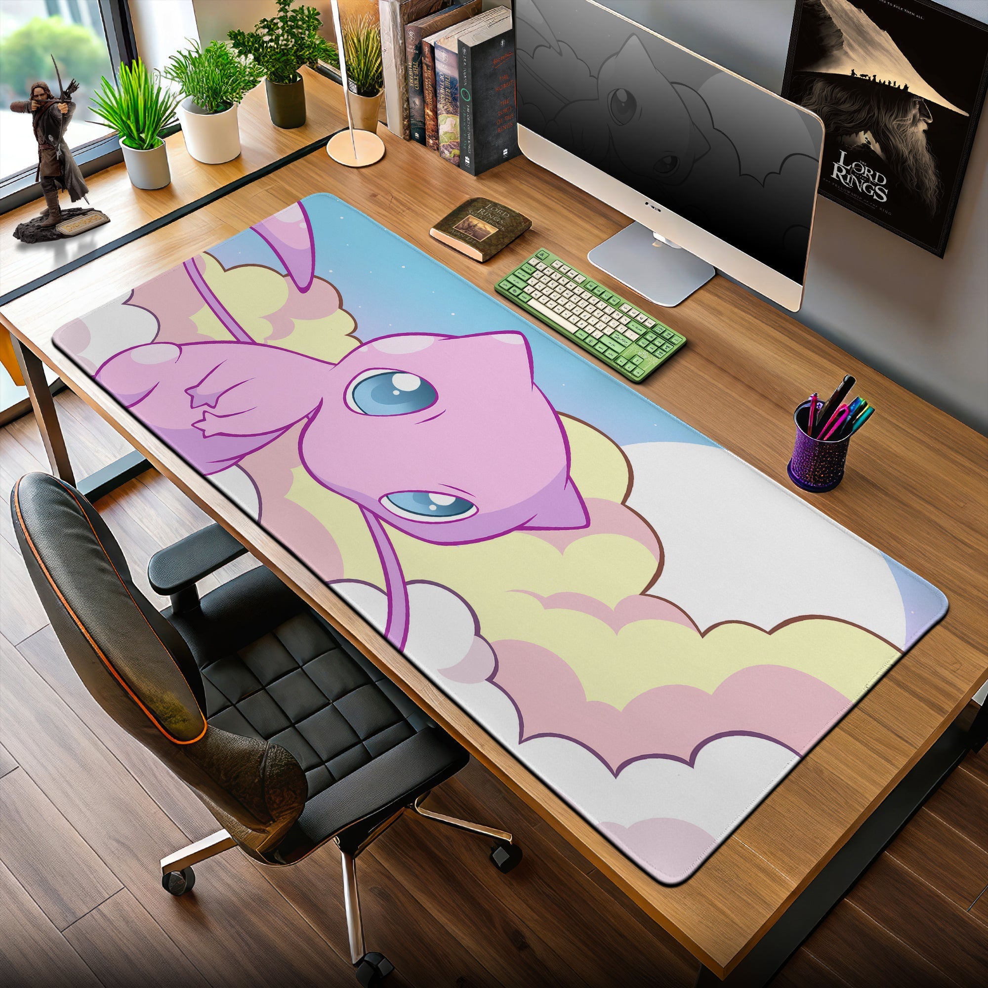 Pokemon Mew Skybound Mouse Pad – Anime Desk Mat – Padloom