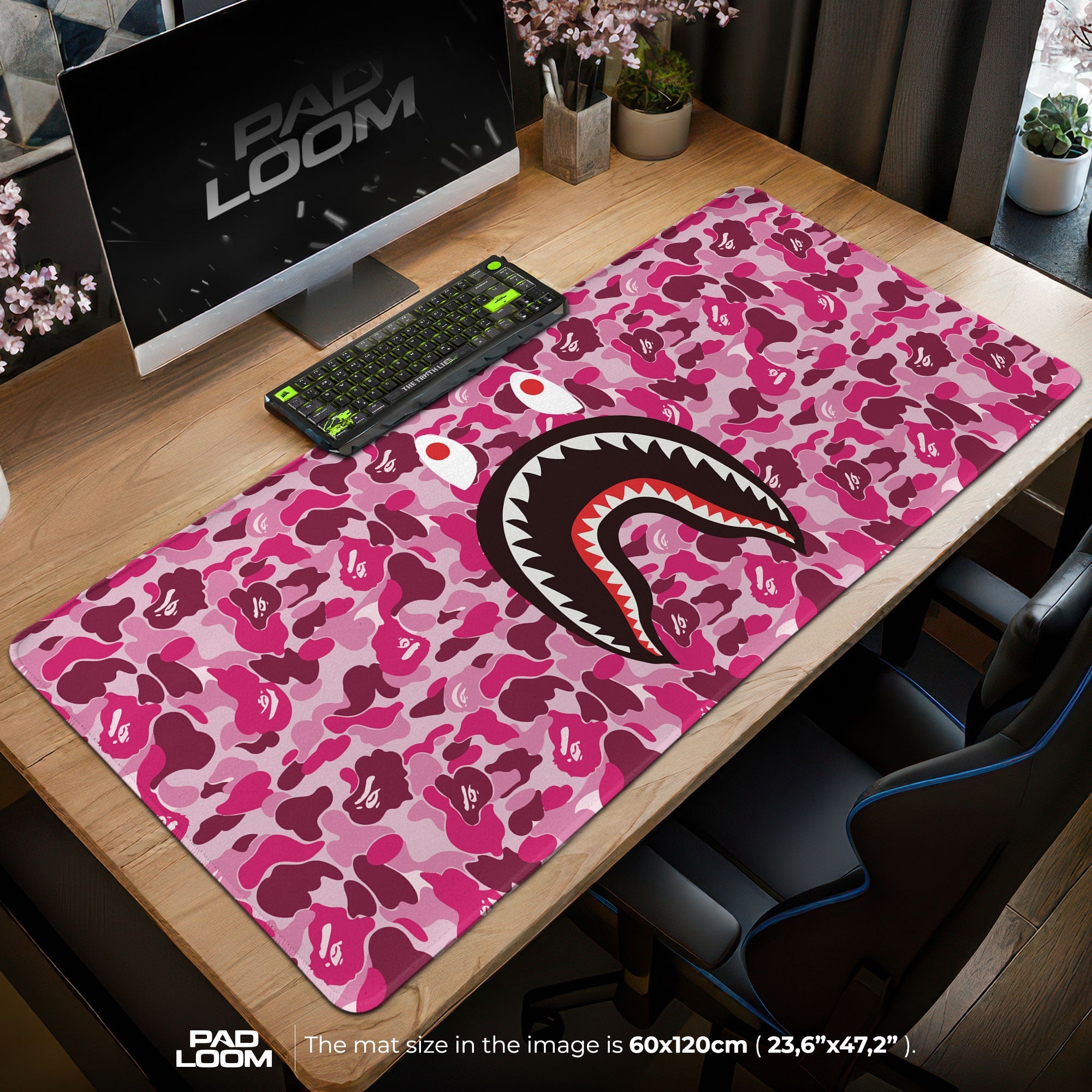Shark Bape Mouse Pad - Pink Camo Sneakerhead Gaming Desk Mat – Padloom