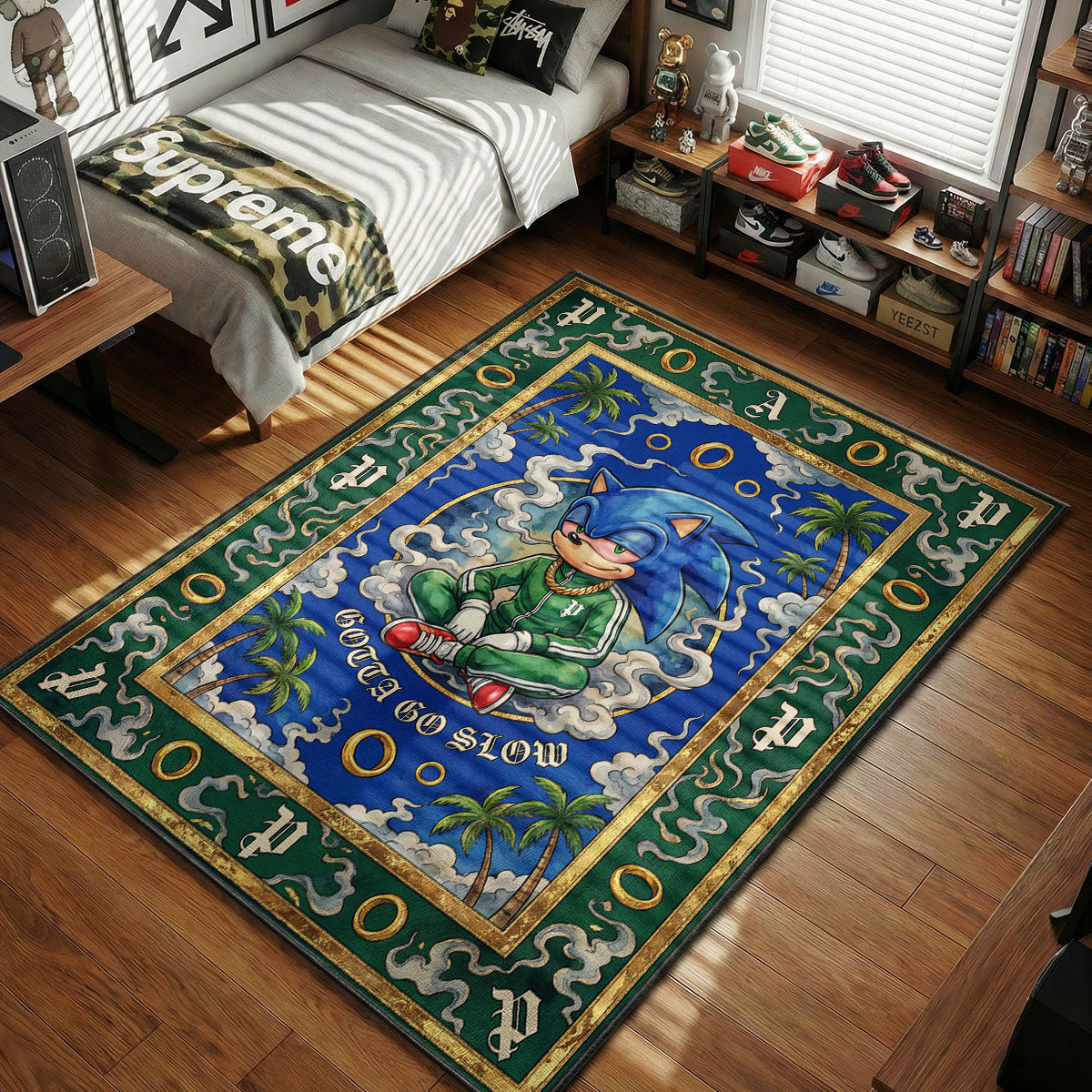 Sonic The Hedgehog Gotta Go Slow Rug - Chill Hypebeast Floor Mat – Padloom
