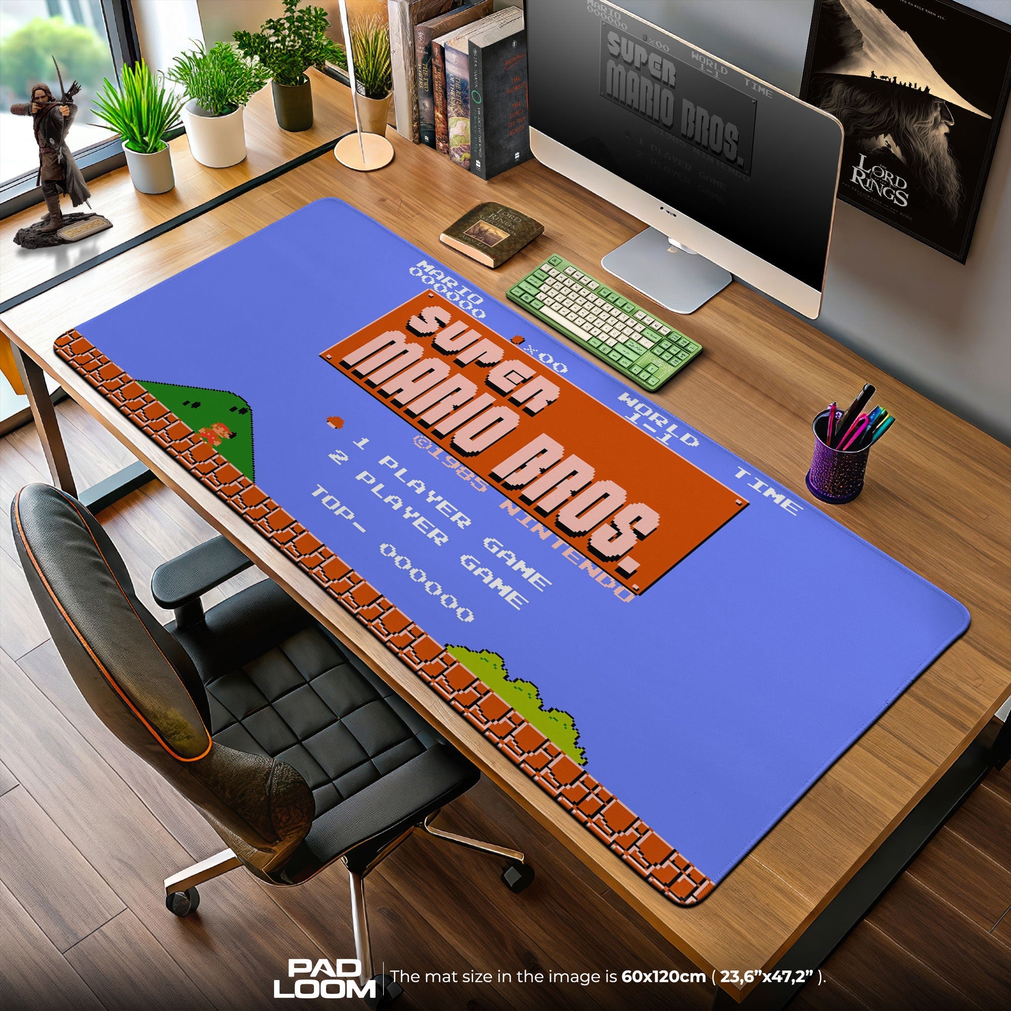 Super Mario Bros Classic Title Screen Mouse Pad, Retro Game Desk Mat ...