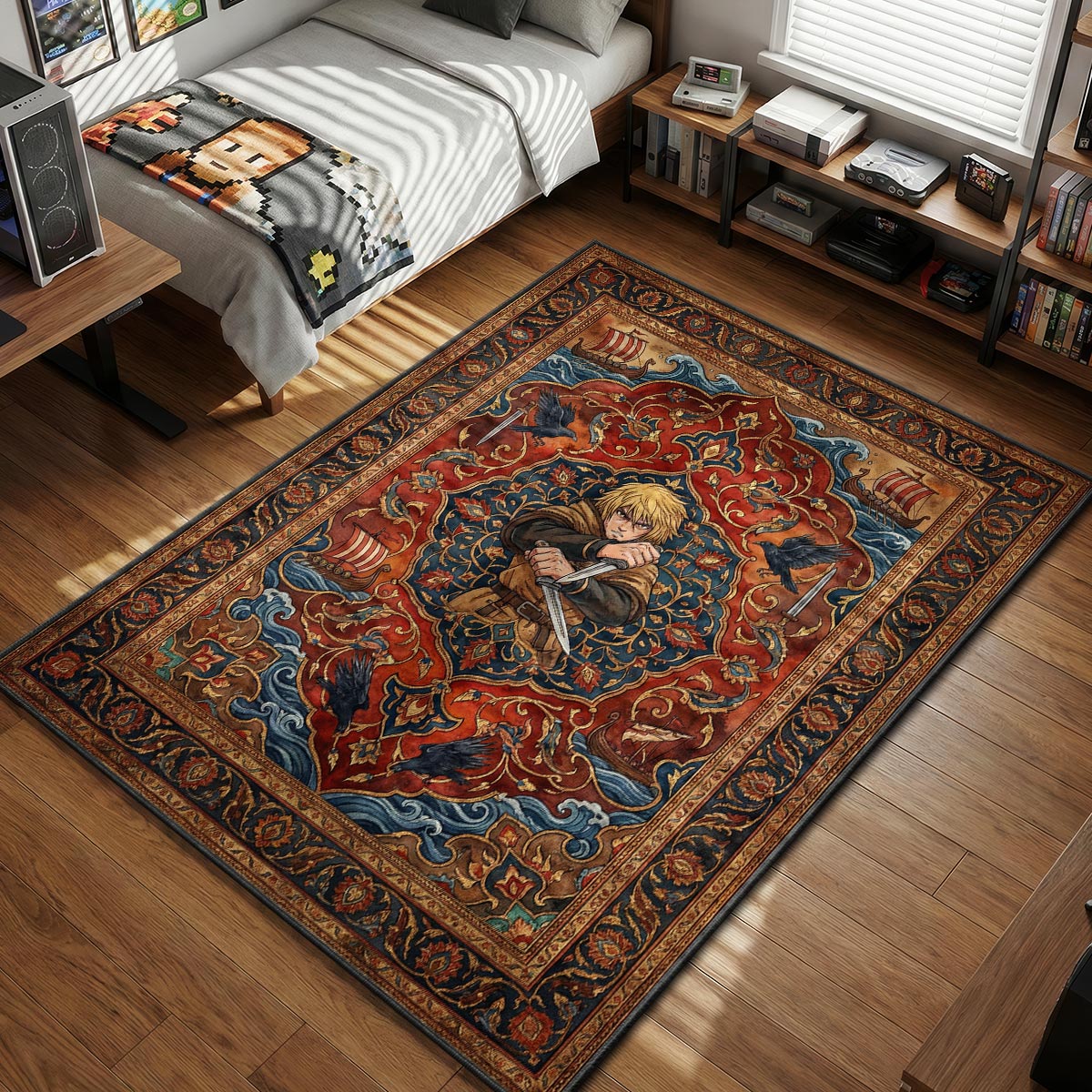 Thorfinn Dual Daggers Rug - Vinland Saga Chair Mat | Padloom