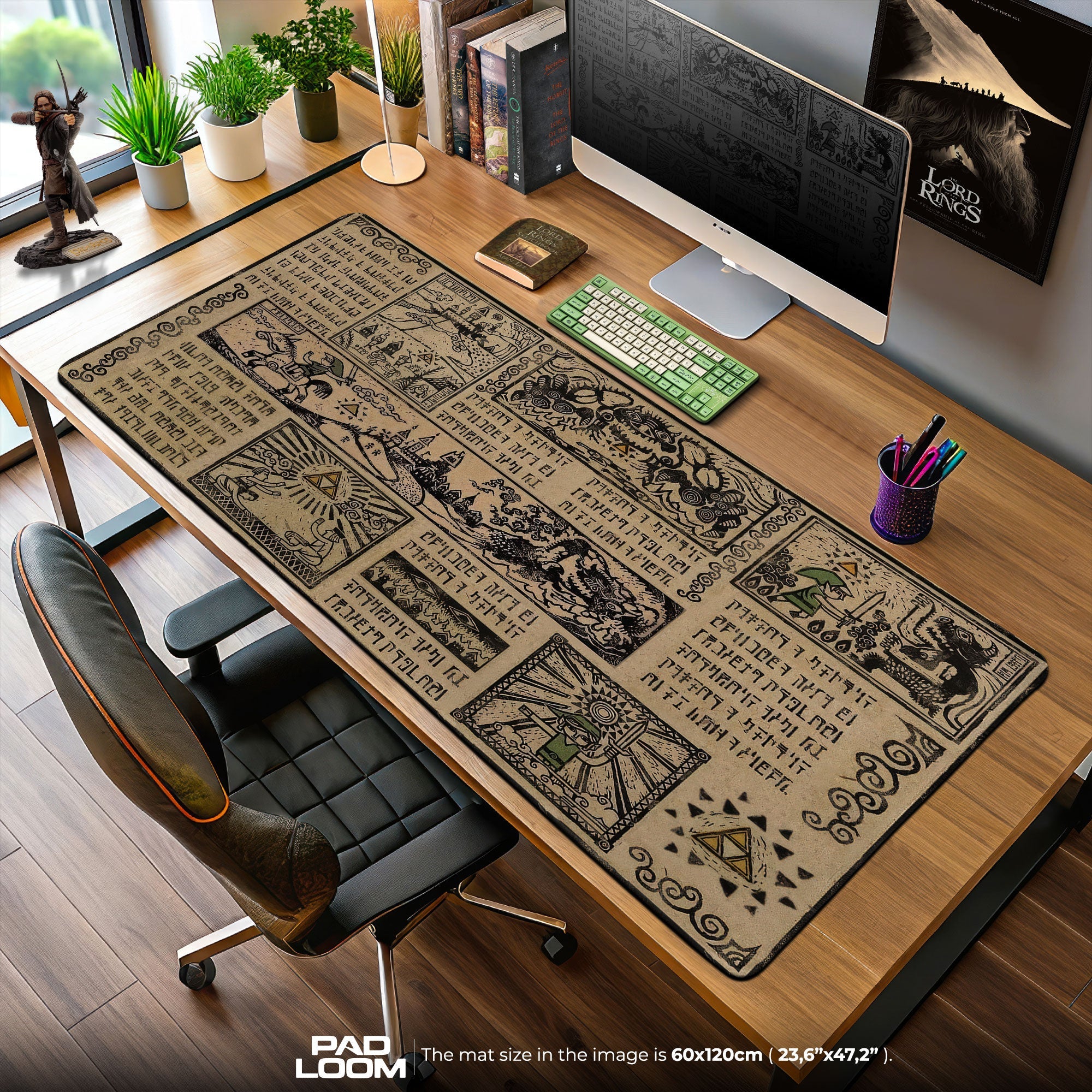 Zelda Ancient Scroll Mouse Pad, Game Gamer Desk Mat – Padloom